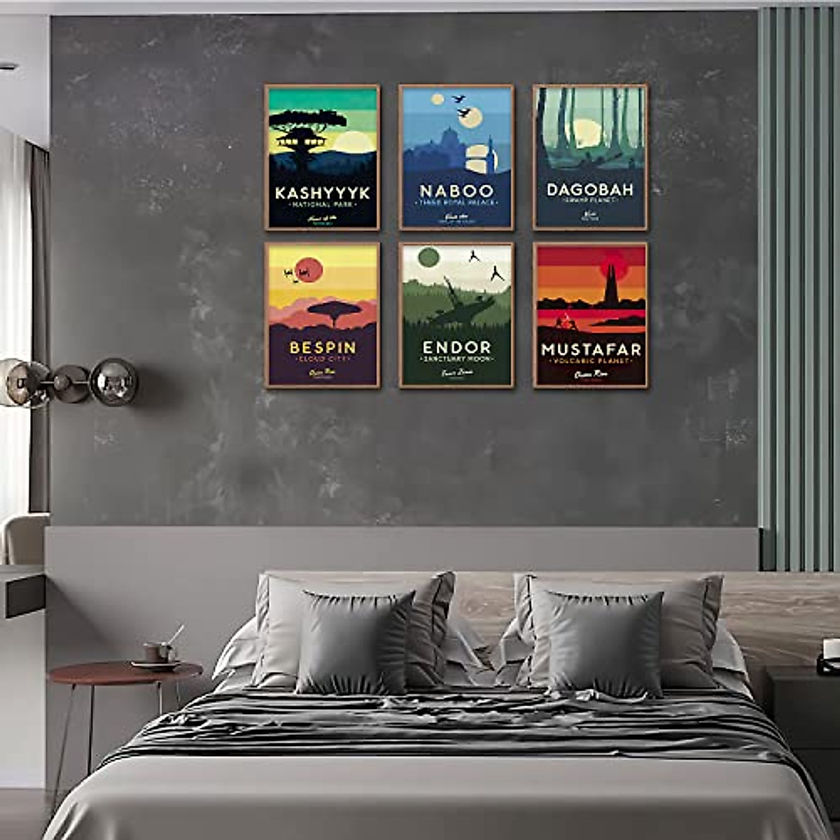 UCRGGUY Travel Star On The Wars Posters for Room Aesthetic 6 Piece Galaxy Planet Attraction Style Movie Poster Canvas Wall Art Party Decor Bedroom Living Fans Gifts 8x10inch Unframed, Star01