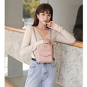 Multi-Function Women Fashion Mini Backpack Soft Leather Casual Travel Small Shoulder Bag (Pink)