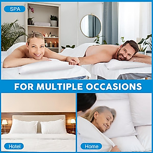 Shimeyao 24 Pcs Zippered Pillow Protectors Bulk Standard Bedding Pillow Cases Soft Breathable Cotton Sateen Dust Protection Covers White Cases for Home Hotel Rental (20 x 26 Inch)