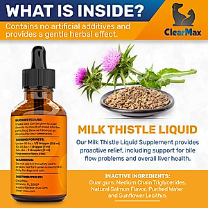 Milk Thistle for Dogs & Cats ◆ Milk Thistle for Cats ◆ Dog Milk Thistle ◆ Liver Support for Dogs & Cats ◆ Kidney Support for Dogs ◆ Milk Thistle Liquid ◆ 2Oz