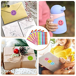 Smiley Face Stickers 1800Pieces, Happy Face Stickers 1in/2.5cm, Small Stickers for Kids Reward Chart (8 Colors)
