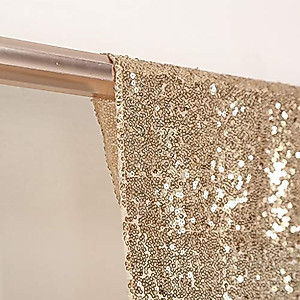 Juya Delight Light Gold Sequin Photography Backdrop Curtain for Party Banquet Festival Wedding Anniversary Exhibition,(6ft x 8ft，Light Gold)…