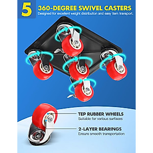 Heavy Duty Furniture Movers with Wheels and Moving Dolly, Includes Furniture Lifter Jacks Tool Set, Gliders, Sliders, 5 Rollers Casters Cart. Easily Move Furniture, Piano, Equipment