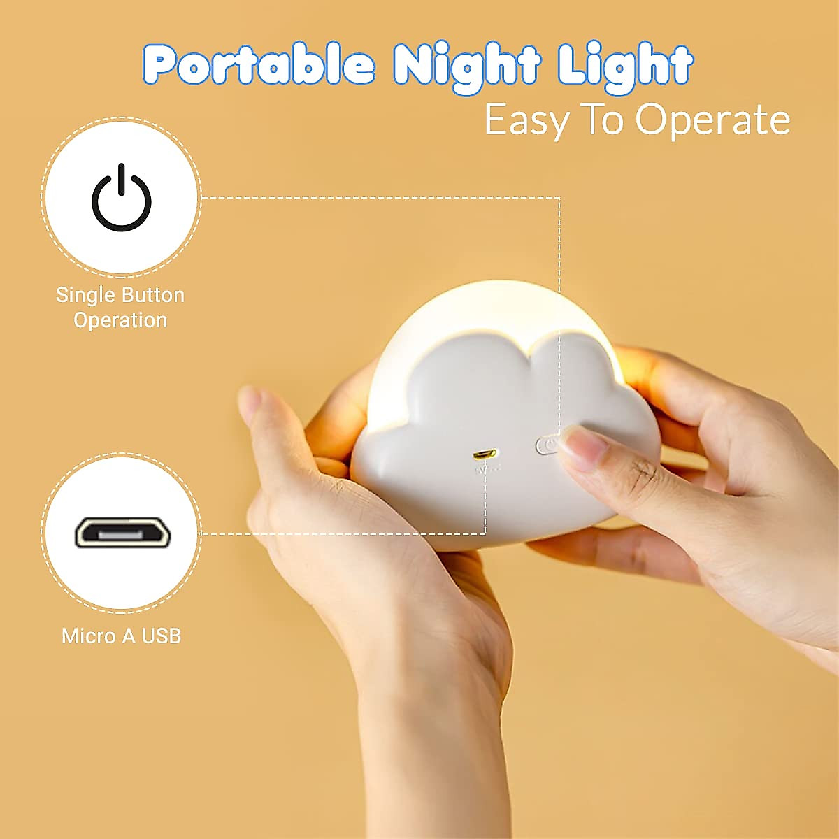 EYDIS Baby 's Night Light LED Cloud Night Lamp Bedroom for Baby Breastfeeding Night Light Adult Rechargeable Nomad Torch with 4 Intensities, Gift Idea for Women Birth Girl Mom (Pink)