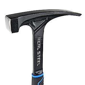Real Steel Ultra Rock Pick Hammer 20 oz One Piece Steel Chipping Brick Masonry Hammer with Rubber Grip for Geological Study and Rock Hounding 0523