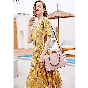 BOSTANTEN Product Image Women Leather Handbag Designer Top Handle Satchel Shoulder Bags Crossbody Purses Pink and Women Leather Wallet RFID Blocking Small Bifold Zipper Pocket Wallet Card Case Purse