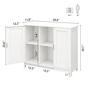 TaoHFE White Storage Cabinet, Credenza Buffet Cabinet Wooden Coffee Bar Cabinet Buffet Table White Sideboard Thin Cabinet for Narrow Spaces Entry Cabinet Hallway Cabinet for Kitchen