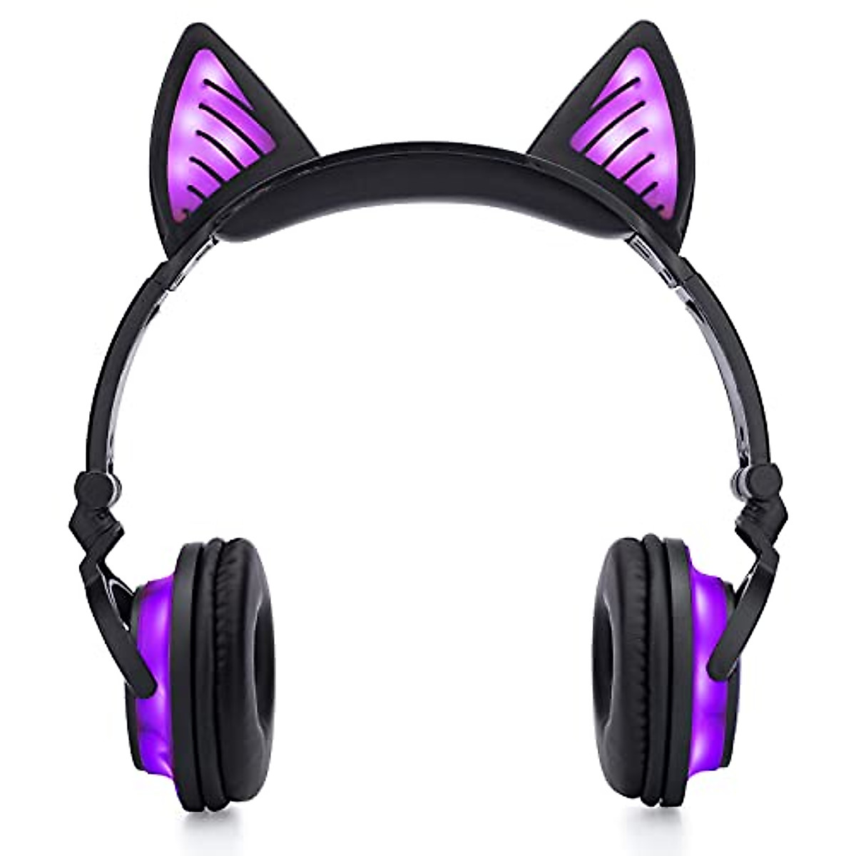SoundBeast Bluetooth Cat Ear Headphones with Glowing Purple Lights - Wireless Headphones for Kids & Adults