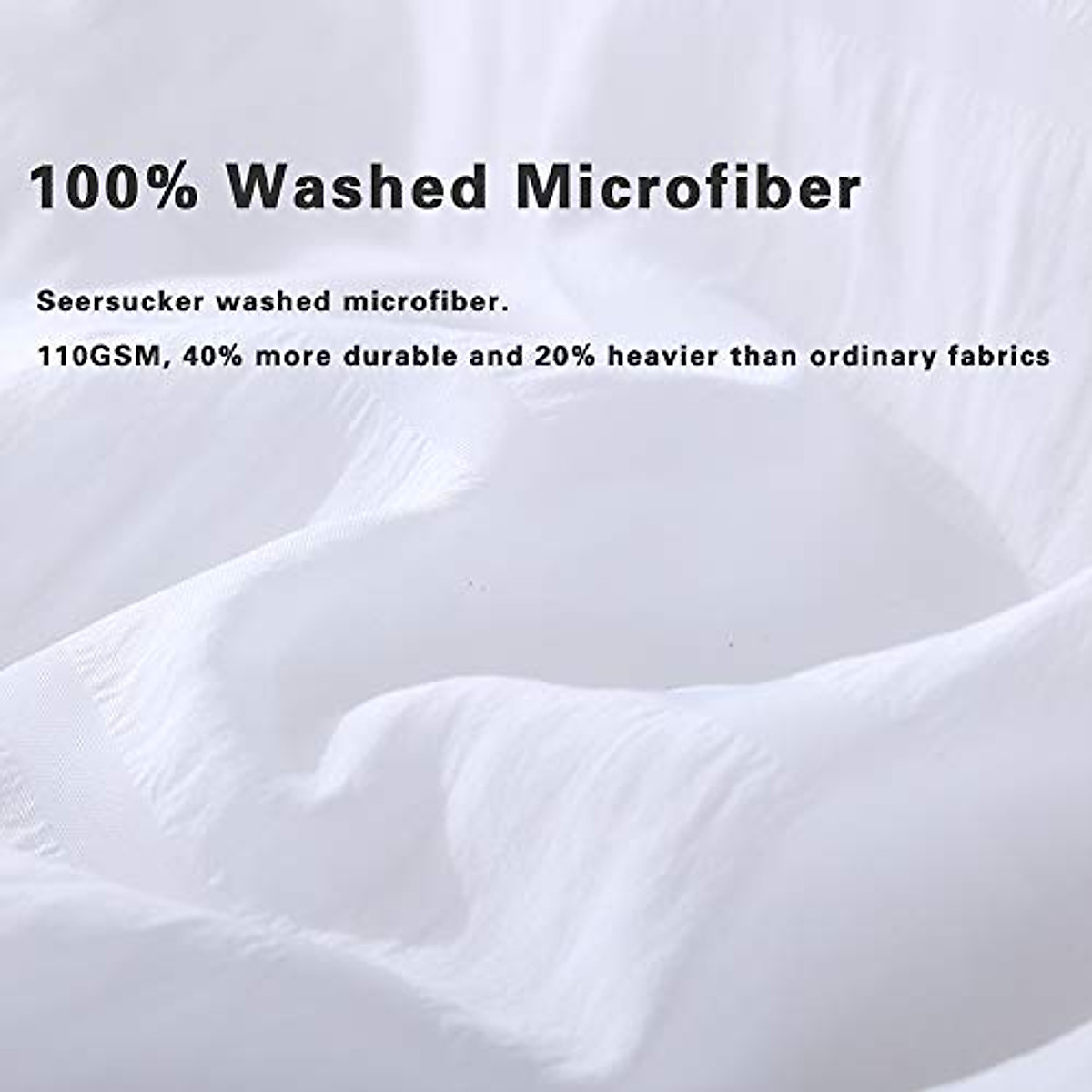 AveLom White Duvet Cover Queen (90 x 90 Inches)， 3 Pieces (1 Duvet Cover + 2 Pillow Cases) Stripe Zipper Closure Corner Ties Soft Washed Microfiber Duvet Cover for Men, Women