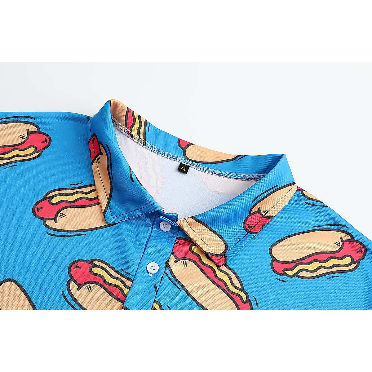 Golf Shirts for Men Dry Fit Mens Golf Shirt Short Sleeve Funny Hot Dog Golf Polo Shirts