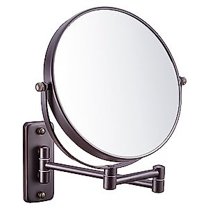DECLUTTR Wall Mounted Makeup Mirror, 1X/7X Magnifying Mirror, 360° Swivel Double Sided Extendable Bathroom Mirror for Shaving, Bronze