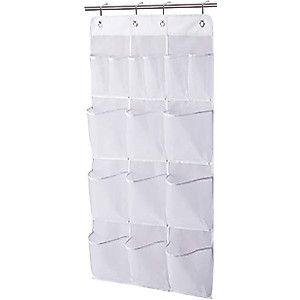 MISSLO Mesh Shower Organizer Hanging 15 Pockets Over the Door Bathroom Storage + 8 Pockets Mesh Shower Organizer