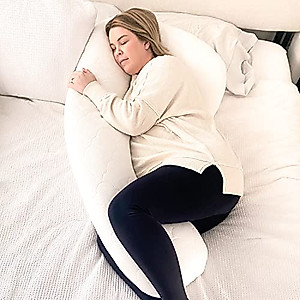 Newton Baby Premium Pregnancy Maternity Pillow with Organic Cotton, 50% More Memory Foam and Fiber Clusters in The Core for Complete Support, U-Shaped with Removable Washable Cover
