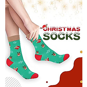 Velivn 6 Pairs Christmas Socks for Men Women Boys Girls, Funny Novelty Unisex Cozy Cotton Crew Socks Set for Xmas Holiday Gifts