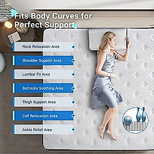 Avenco Full Mattress, Innerspring Hybrid 10 Inch Full Size Mattress with Gel Memory Foam, Bamboo Charcoal Full Mattress in a Box, Individual Pocket Spring for Motion Isolation, CertiPUR-US Certified