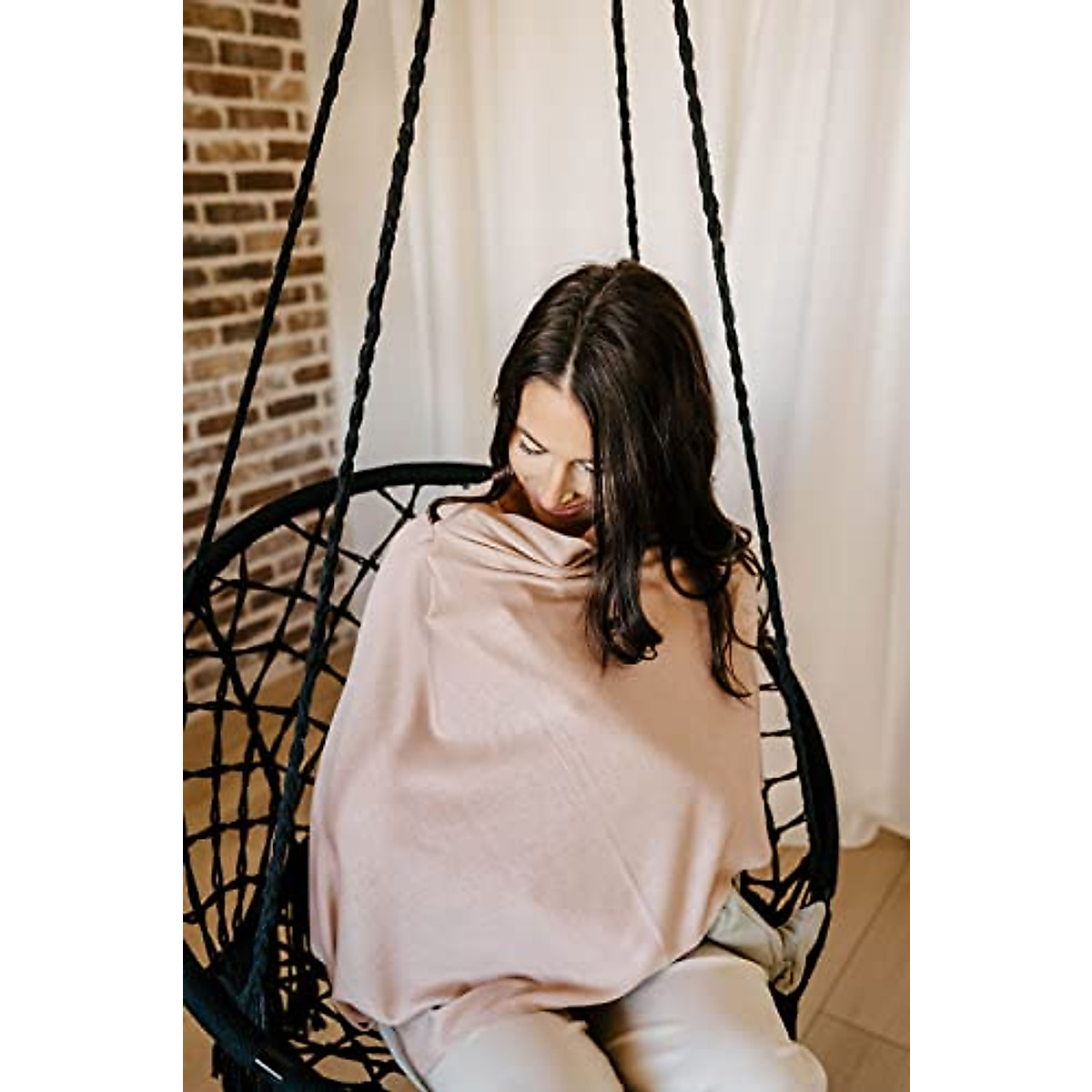 Multifunctional Nursing Cover | Car Seat Cover | Poncho | Scarf | Baby Blanket (Tan)