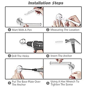 Cilee 8 Piece Brushed Nickel Bathroom Hardware Set, 24inch Bathroom Towel bar+Towel Ring+Toilet Paper Holder+ Robe Towel Hook, SUS304 Stainless Steel Bathroom Accessory Set