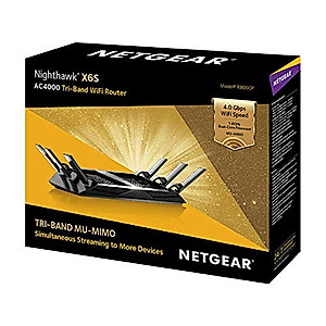 NETGEAR Nighthawk X6S Smart Wi-Fi Router (R8000P) - AC4000 Tri-band Wireless Speed (Up to 4000 Mbps) | Up to 3500 Sq Ft Coverage & 55 Devices | 4 x 1G Ethernet and 2 USB Ports