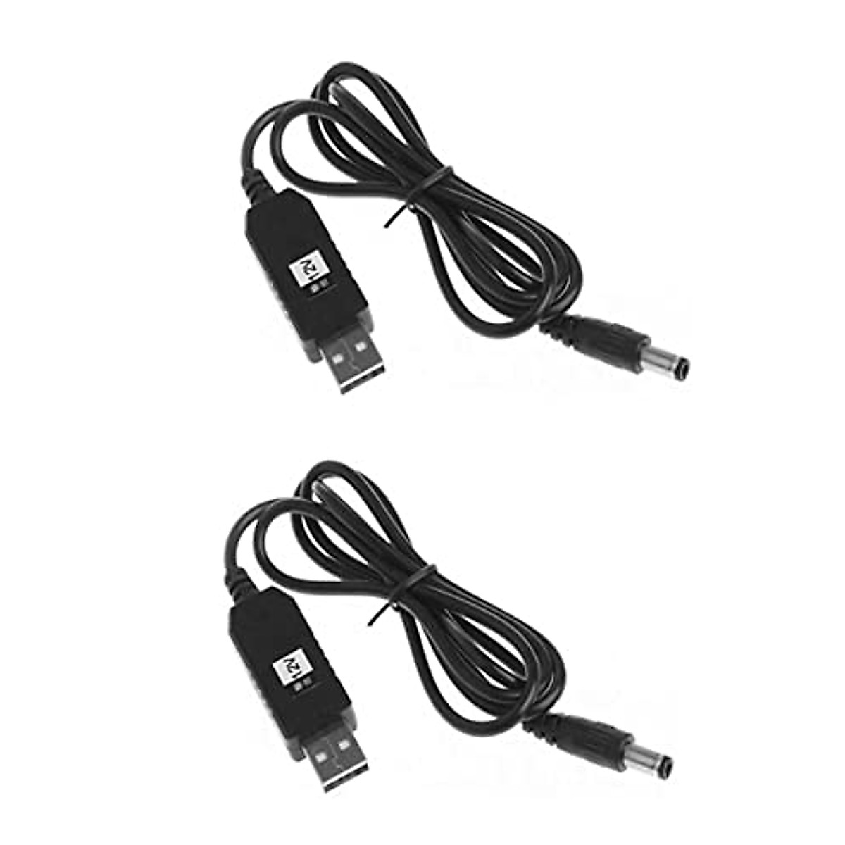 LJCELL 2pcs USB 5V to DC 12V Convert Cable 5V to 12V Voltage Step-Up Cable 5.5x2.1mm DC Connect Male for Router LED Strip Light