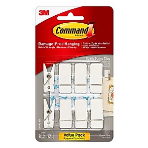 Command Spring Clips, Quartz, 8-Clips (17089Q-8ES), Great for dorm decor