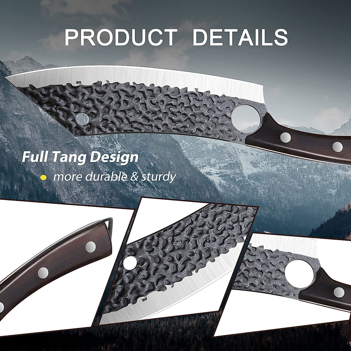 Purple Dragon Butcher Knife Ultra Sharp Chef Knife with 7 Inch Boning Knife Hand Forged Fillet Knife