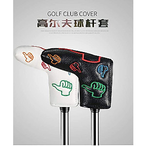 DBYAN Black Thumb Patterned Design Blade Golf Putter Head Cover with Velcro Closure