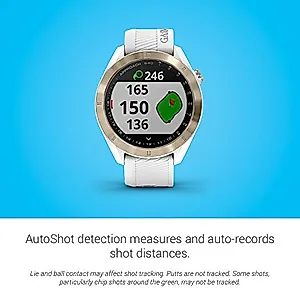 Garmin Approach S40, Stylish GPS Golf Smartwatch, Lightweight With Touchscreen Display, White/Light Gold