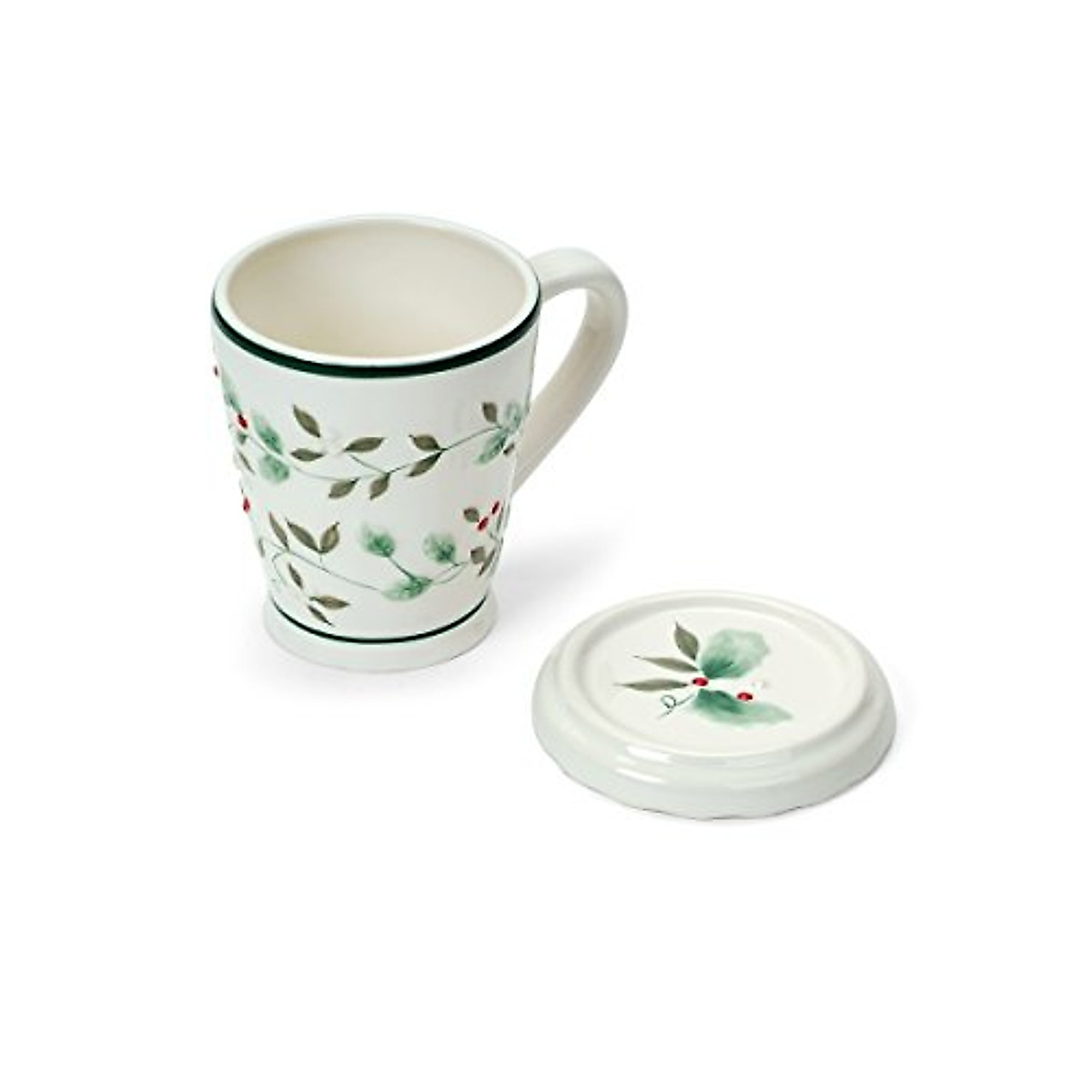 Pfaltzgraff Winterberry 12-Ounce Covered Stoneware Mug with Stainless-Steel Tea Diffuser