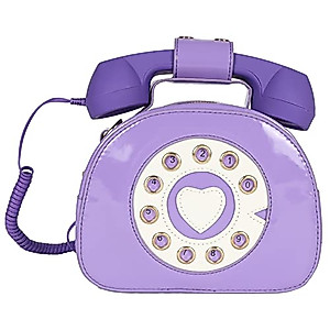 Anopo Telephone Shaped Novelty Clutch Purse Ladies PU Leather Evening Crossbody Shoulder Bag Unique Tote Handbag Women Girls Violet
