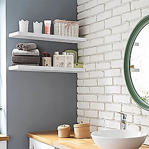 White Floating Shelves for Wall,Set of 3 Wall Shelves Perfect Home Decor for Bathroom Living Room Kitchen Bedroom Office Storage Shelf