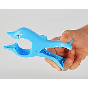 Home-X Dolphin Beach Towel Clips, Pool Accessories, Towel Holder Chair Clips - Set of Two - 5" L x 3" W