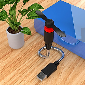 YMHML 2Pack USB Fan, Mini USB Desktop Fan with Flexible Neck, Superstatic Micro High Speed Fan, Super Quiet, Strong Wind, Good Texture Compatible for Desktop PC Computer Laptop Notebook Tablet, Summer Accessories (Black)