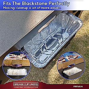 WWM 30 Pack Grease Cup Liners Compatible for Blackstone Griddles 17'' 22'' 28'' 30'' 36 Inch, Aluminum Foil Rear Drip Pan Liners 5017 Compatible for Blackstone Griddle Accessories