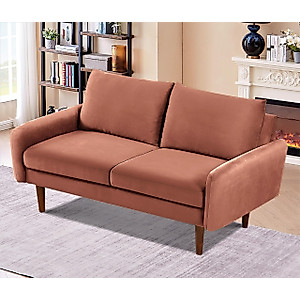 Container Furniture Direct Kent Velvet Loveseat Sofa for Modern Living Rooms and Compact Spaces, Comfy 2 Seater Couch Studio Apartment Furniture with Sleek Design, Rose