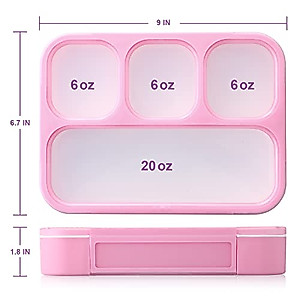 HIWARE Bento Lunch Box for Kids and Adults, Leakproof Lunch Container for Girls, Women with 4 Compartments, BPA-Free, 2 Pack