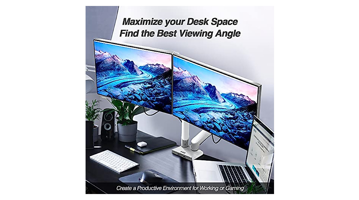 AVLT Dual Monitor Arm: Adjustable & Space-Saving