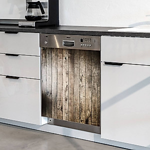 Rustic Farmhouse Dishwasher Magnet Cover of Wooden Texture Nature Wall Magnetic Refrigerator Stickers Decorative Appliance Cover Fridge Panels Metal Door Garage 23x26in