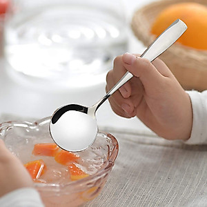 HOMMP 16-Piece Soup Spoons, Round Stainless Steel Bouillon Spoons