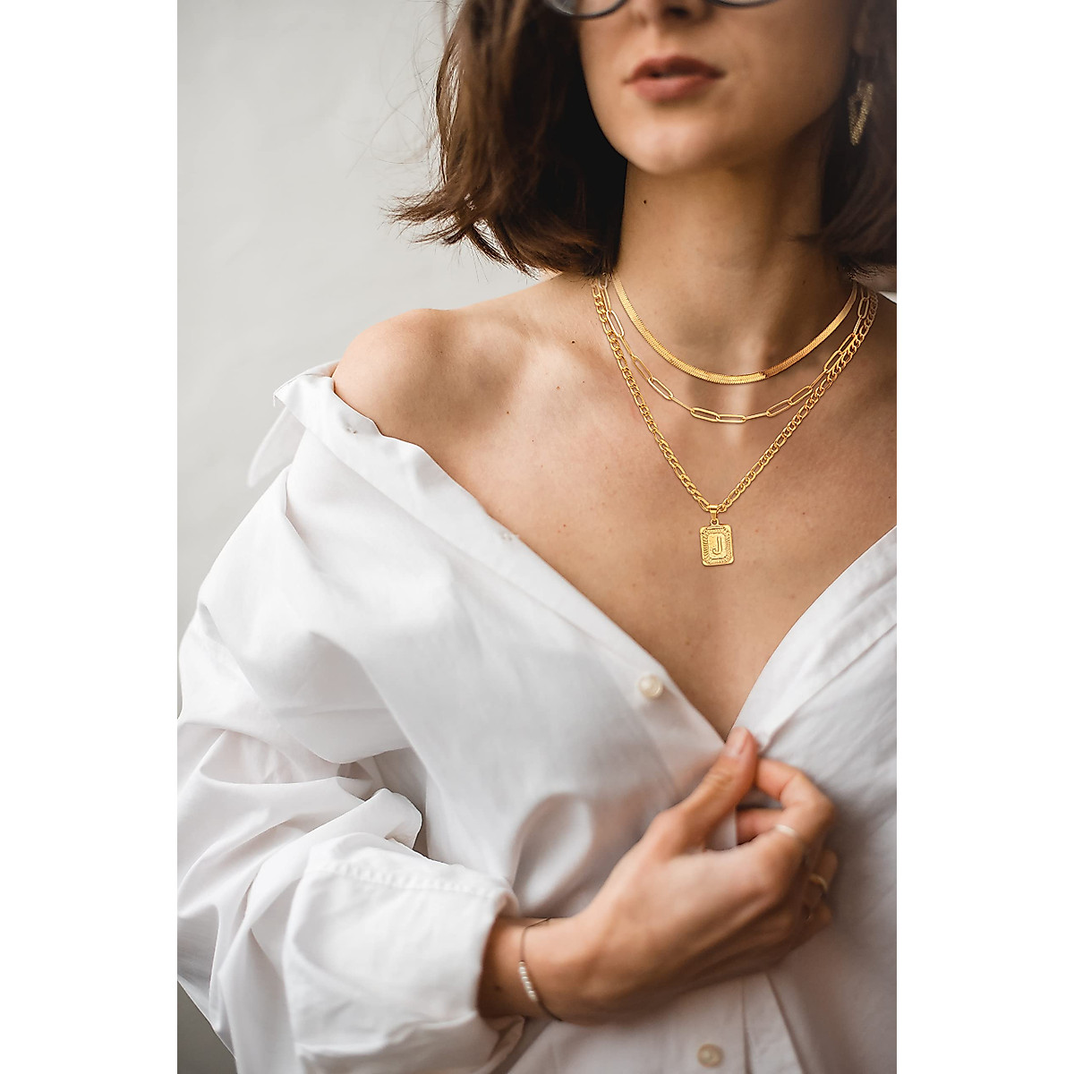 JoycuFF Gold Necklace for Women, Layered Trendy Jewelry for Teen Girls Aesthetic Birthday Gifts for Best Friends Initial Necklace Letter A Pendent 18K Gold Plated