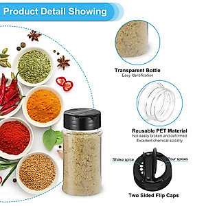 PATIKIL 2.7oz Plastic Spice Jars with Shaker Lids, 8 Pcs Refillable Empty Seasoning Containers Bottle with Black Cap for Storing Spice Salt Herbs Seasoning Powders Condiment, Clear