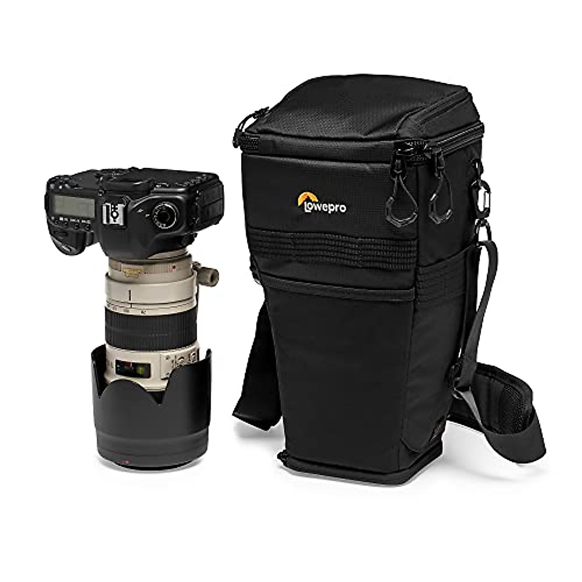 Lowepro ProTactic TLZ 75 AW DSLR toploader - Expand to Hold up to 24-70mm f/2.8 and Lens Hood with Portrait Grip - Camera Gear to Personal belongings - for DSLR Like Canon 5D, Black - LP37279-PWW