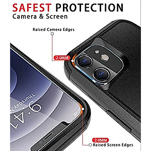 Diverbox for iPhone 12 case [Shockproof] [Dropproof] [Tempered Glass Screen Protector],Heavy Duty Protection Phone Case Cover for Apple iPhone 12 (12-Black-3in1)