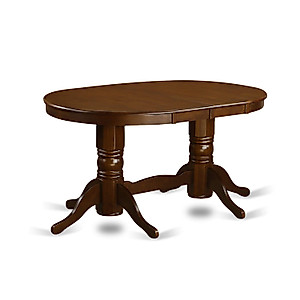 East West Furniture VAT-ESP-TP Vancouver Dining Room Table - an Oval kitchen Table Top with Butterfly Leaf & Double Pedestal Base, 40x76 Inch, Espresso