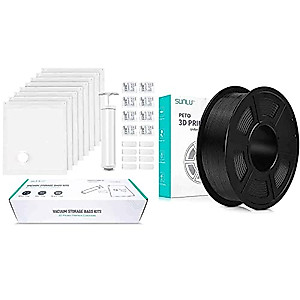3D Printer Filament Vacuum Storage Kits and 3D Printer PETG Filament 1KG Black, Remove Moisture from Damp Filaments, Spool Storage Sealing Bags Kits, 32 * 34CM(12.59 * 13.38inch)