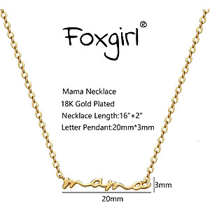 Foxgirl Mama Gold Necklace 18k Gold Plated Dainty Mother Necklace Initial Letter Pendant Mama Necklaces Choker Personality Jewelry New Mom Gifts