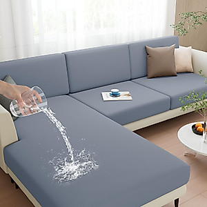 hyha Waterproof Couch Cushion Covers, Magic Sofa Covers Washable, Stretch Sofa Seat Cushion Slipcovers, Waterproof Couch Slipcovers for Dogs Pets, Furniture Protector (1 Piece, Grey)
