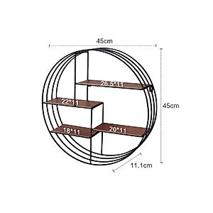 TJLSS Wall Mounted Iron Shelf Round Floating Shelf Wall Storage Holder and Rack Shelf for Pantry Living Room Bedroom Kitchen Entryway