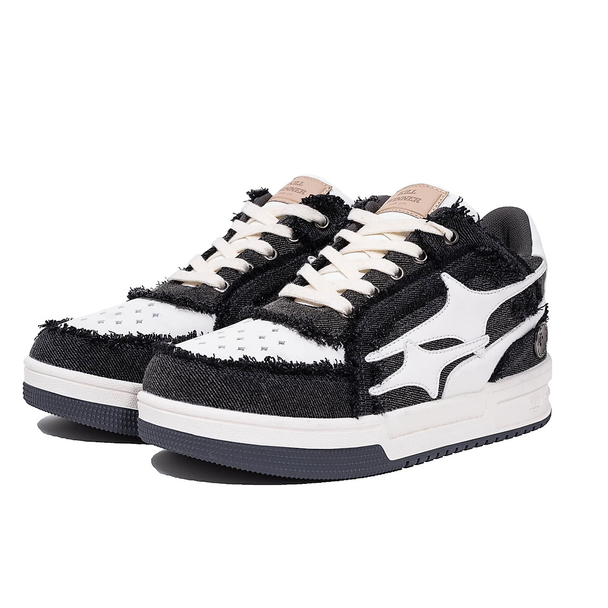 KILLWINNER Sneakers for Women, Fashion Sneaker Cowboy Tassel Sneaker Tennis Walking Shoes for Lady Black Sneakers