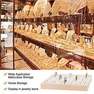 WEBEEDY Bamboo Ring Display Tray 15 Slots Ring Earrings Trays Showcase Display Jewelry Organizer Jewelry Storage Tray Organizer Ring Stand for Show(White)