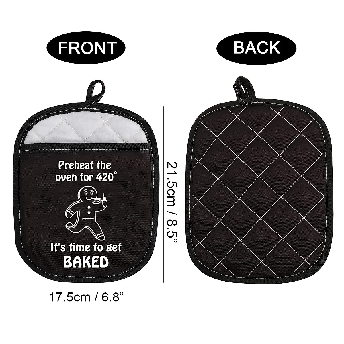 Funny Marijuana 420 Novelty Kitchen Accessories Preheat The Oven for 420 It’s Time to Get Baked Oven Pot Holder with Pocket (Preheat 420)